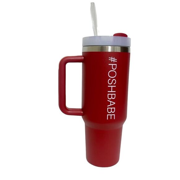 Office | Poshbabe4oz Steeltumbler Cup Thermos Red W Handle Straw ...